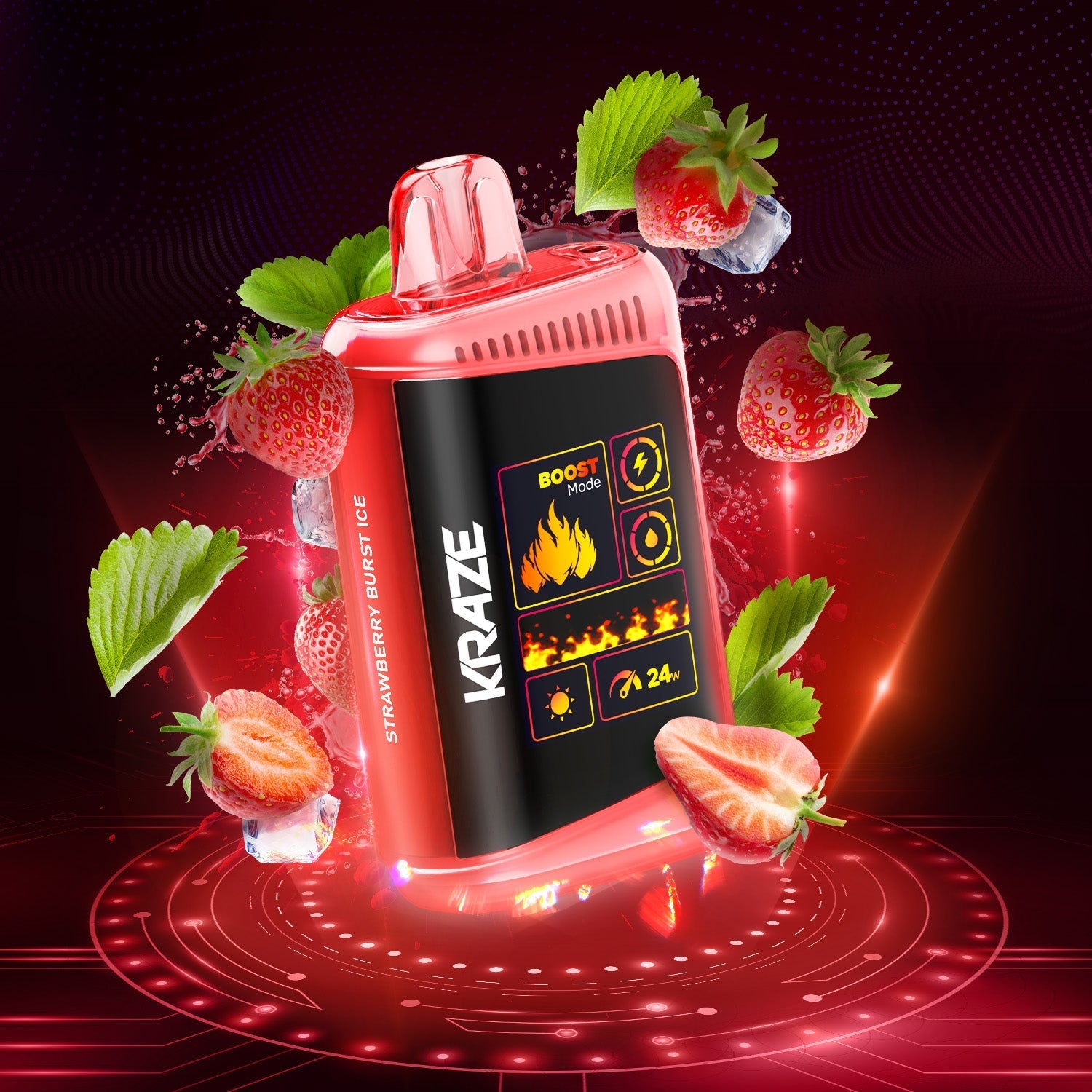Kraze HD Mega Strawberry Burst Ice Disposable Vape – 20,000 Puffs ...